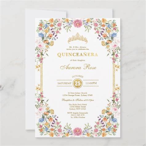 Colorful Wildflower Floral Garden Quinceanera Invitation Zazzle