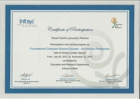 2012 Infosys Certificate Ppt