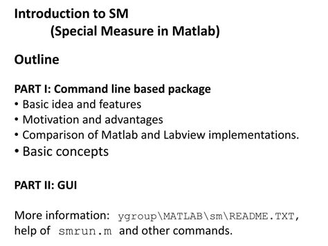 Ppt Introduction To Sm Special Measure In Matlab Outline Part I