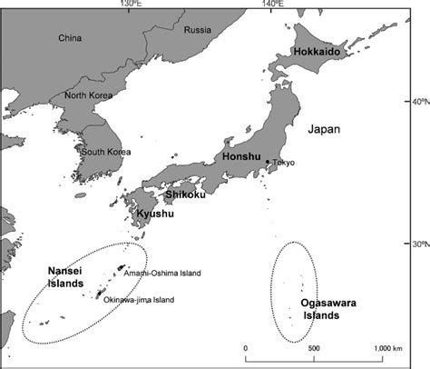 Map Of The Four Main Islands Mainland Hokkaido Honshu Shikoku