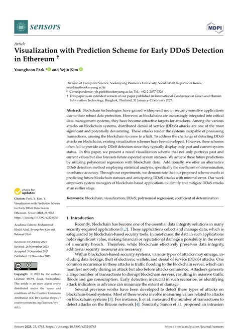 Pdf Visualization With Prediction Scheme For Early Ddos Detection In Ethereum