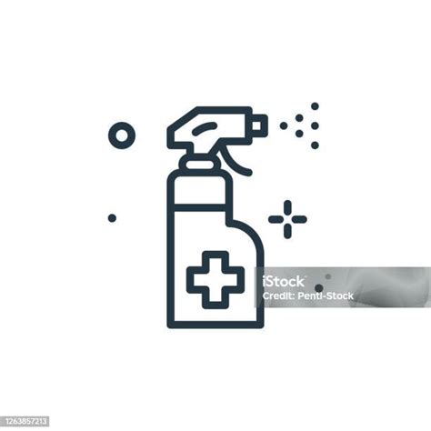 흰색 배경에서 격리된 소독제 벡터 아이콘입니다 웹 사이트 디자인 및 모바일 앱 개발을 위한 개요 얇은 라인 소독 아이콘 얇은 선 소독제 윤곽선 아이콘 벡터 일러스트레이션
