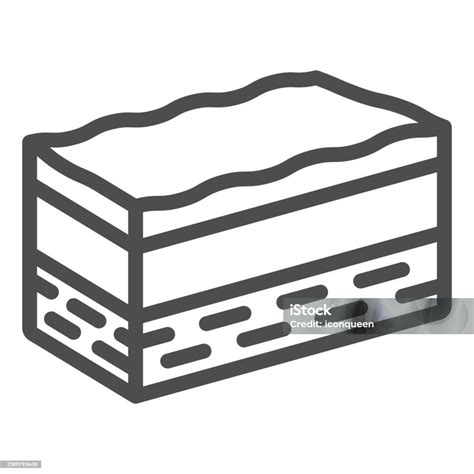 초콜릿 크림 레이어 라인 아이콘 과자 생과자 컨셉의 케이크 벡터 그래픽 달콤한 컵케익 슬라이스 조각 흰색 배경에 베이커리 간판 모바일 또는 웹 디자인용 윤곽선 스타일 아이콘