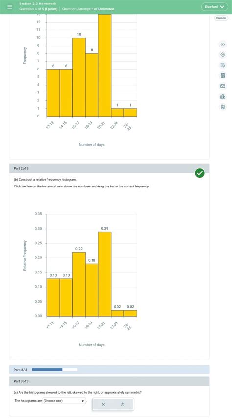 Solved A Construct A Frequency Histogram Click The Line