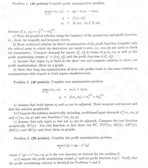 Solved Problem 1 40 Points Consider Profit Maximization