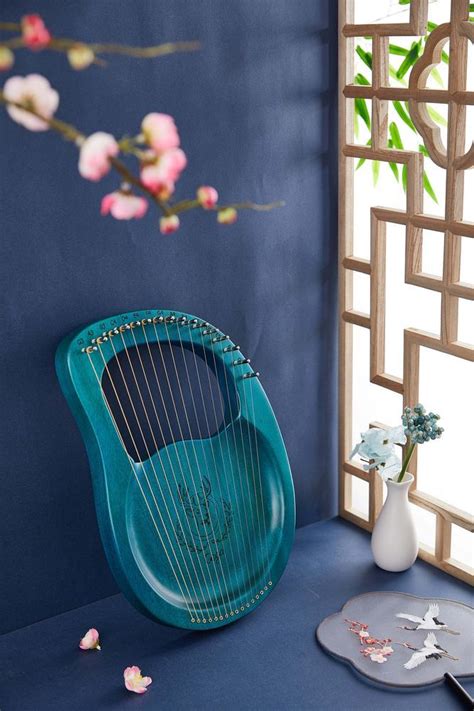 New16 Strings Wooden Mahogany Lyre Harp Instrument Grandado