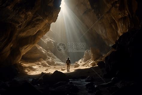 巨大洞穴探险高清图片下载 正版图片600023258 摄图网