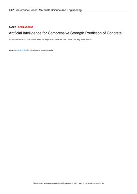 Pdf Artificial Intelligence For Compressive Strength Prediction Of Concrete