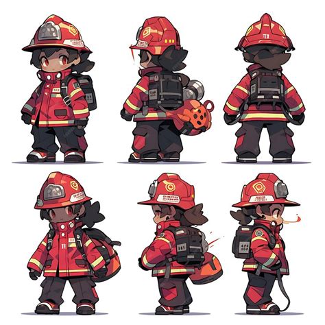Premium Ai Image Character Of Male Firefighter Chibi Kawaii Fire Station Chief Firefighter