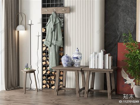 新中式边几角几cg模型下载【id1127010249】知末3d模型网