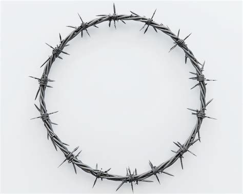 Sharp Wire In Circular Shape On White Background Round Frame Of Sharp Wire Premium Ai
