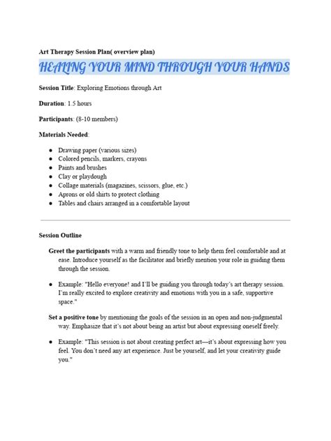 Art Therapy Session Plan Pdf Art Therapy Emotions