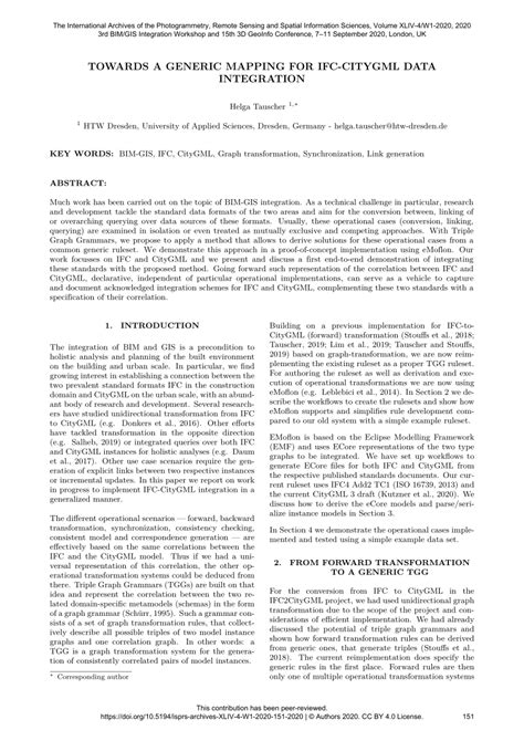 Pdf Towards A Generic Mapping For Ifc Citygml Data Integration