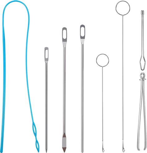 Yeqin 8 Pcs Drawstring Tool Set Stainless Steel Sewing Loop Turner Hooks With Latch