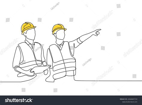 Single Continuous Line Drawing Young Construction Stock Vector Royalty Free 2260687733
