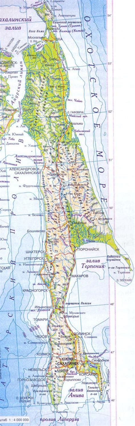 Географическая карта сахалина