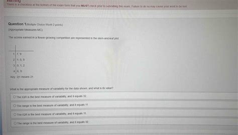 Solved Warning There Is A Checkbox At The Bottom Of The Exam Form That You Must Check Prior To