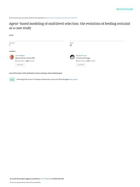 Agent Based Modeling Of Multilevel Selection The Ecological Context Pdf Natural Selection