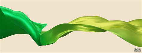 플라잉 그라데이션 녹색에서 노란색 실크 직물 직물 깃발 배경 매끄럽고 우아한 녹색 새틴 베이지색 배경에 격리되어 그랜드 오프닝 행사를 합니다 그라데이션 그린 커튼 3d 벡터