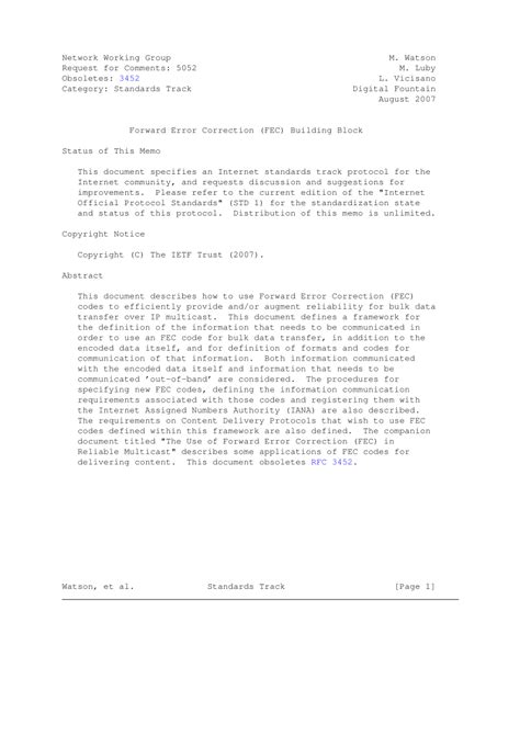 Pdf Forward Error Correction Fec Building Block