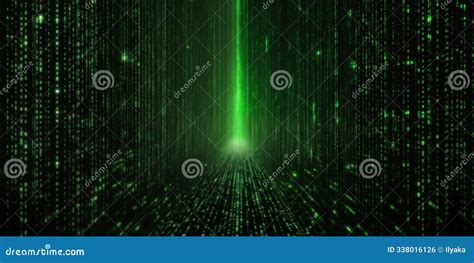Matrix Style Background Green Falling Code On A Dark Abstract