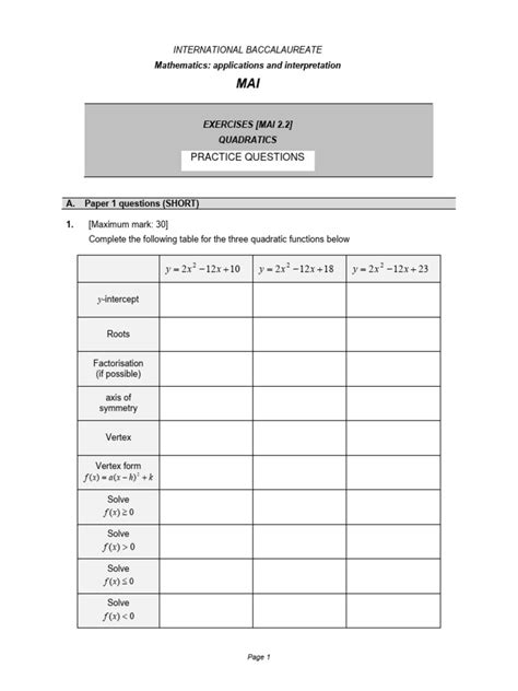 Mai 2 2 Quadratics Pdf Quadratic Equation Mathematical Concepts
