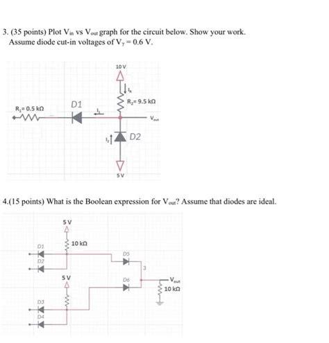 Solved 3 35 Points Plot Vin Vs Vout Graph For The Circuit