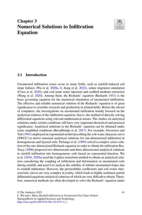 Pdf Numerical Solutions To Infiltration Equation