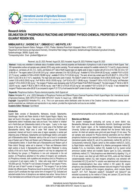 Pdf Delineation Of Phosphorus Fractions And Different Physico