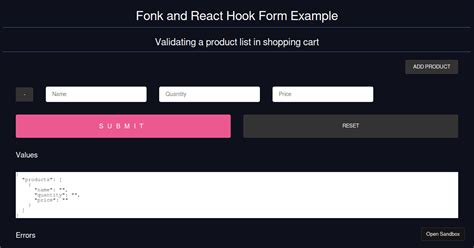 Fonk React Hook Form Array Validation Codesandbox