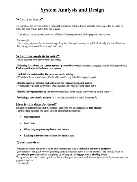 Igcse Ict System Analysis Note Pdf Documentation International Standard Book Number