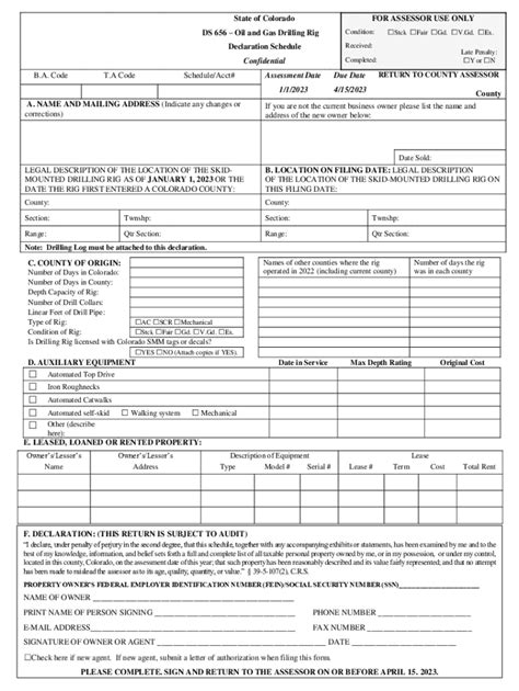 Fillable Online Ds 656oil And Gas Drilling Rig Declaration Schedule Fax