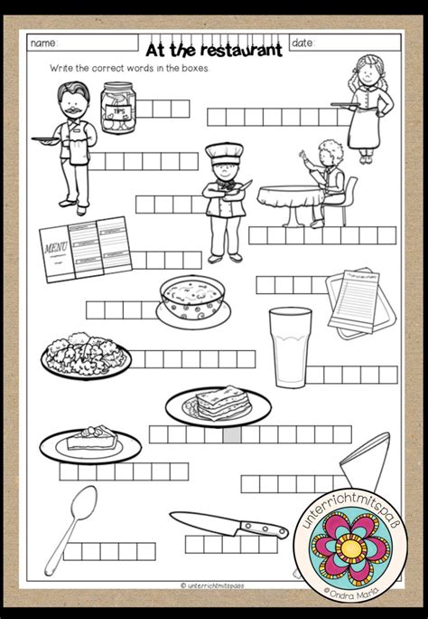 At The Restaurant Vocabulary Worksheet Unterrichtsmaterial Im Fach