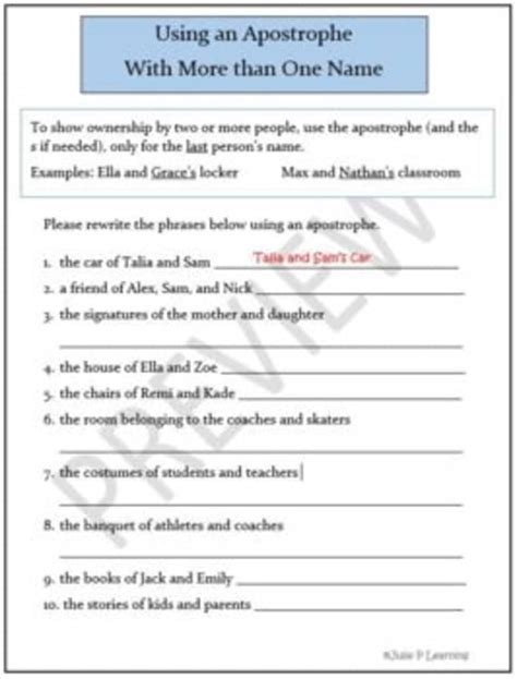 Using The Possessive Apostrophe With Multiple Nouns Punctuation Skill