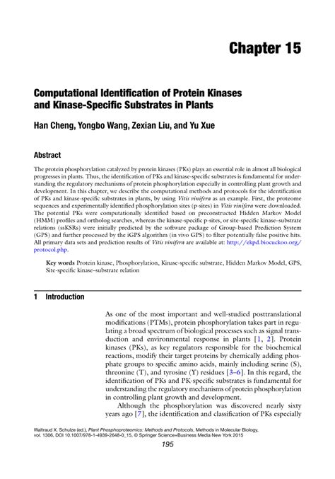 Pdf Computational Identification Of Protein Kinases And Kinase