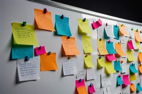 Whiteboard With Sticky Notes Premium Ai Generated Image