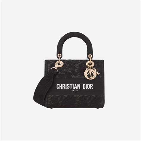 디올 미디움 레이디 D 라이트 D 레이스 자수 마크라메 이펙트 블랙 Dior Kream