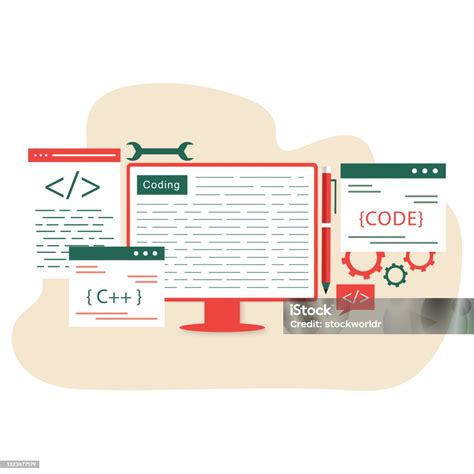 일러스트 벡터 크리에이티브 디자이너 팀 Ui Ux 개발 컨셉을 함께 작업하는 개발자 개념에 대한 스톡 벡터 아트 및 기타 이미지