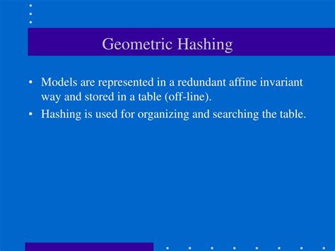Ppt Object Recognition Using Geometric Hashing Powerpoint