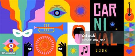 해피 카니발 화려한 기하학적 배경 말풍선 마스크 및 색종이 조각 사육제에 대한 스톡 벡터 아트 및 기타 이미지 사육제 음악 배경 주제 Istock