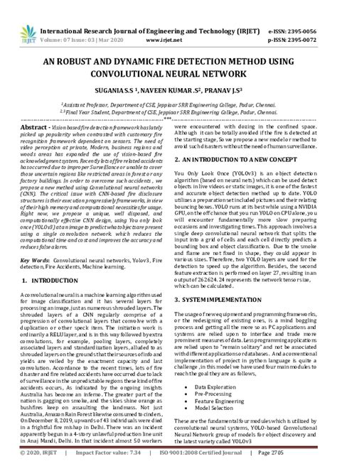 Pdf Irjet An Robust And Dynamic Fire Detection Method Using Convolutional Neural Network