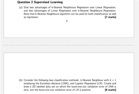 Solved Question Supervised Learning A Give Two Chegg