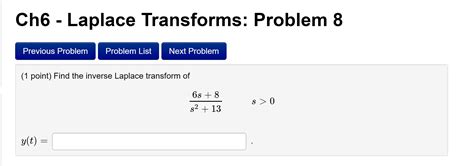 solved ch6 laplace transforms problem 8 previous problem