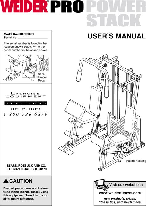 Weider Pro Power Stack 831 159831 Users Manual