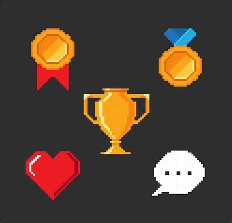 Premium Vector Set Of Pixel Video Game Objects