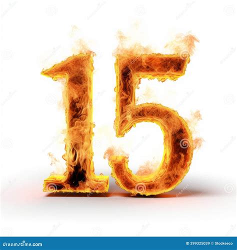 Realistic Depiction Of The Number Fifteen In Fire Stock Illustration Illustration Of Depiction
