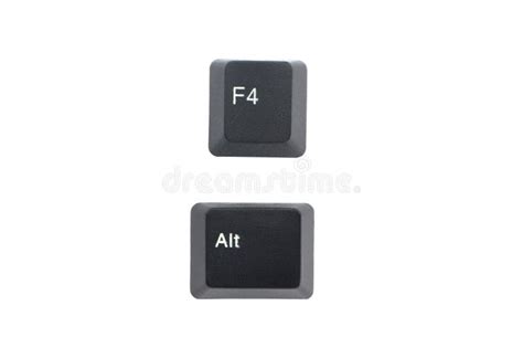 Alternate Alt And F4 Computer Key Button Isolated On White Background With Clipping Path Stock