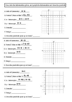 Quadratic Functions Label The Graphs By Katie Fielden TPT