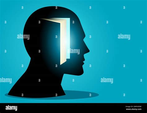 Human Brain Concept Graphic Human Head With Open Book Knowledge