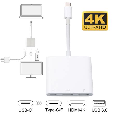 In Type C USB Hub Type C To HDMI USB Charging Adapter USB C To HDMI Converter For PC